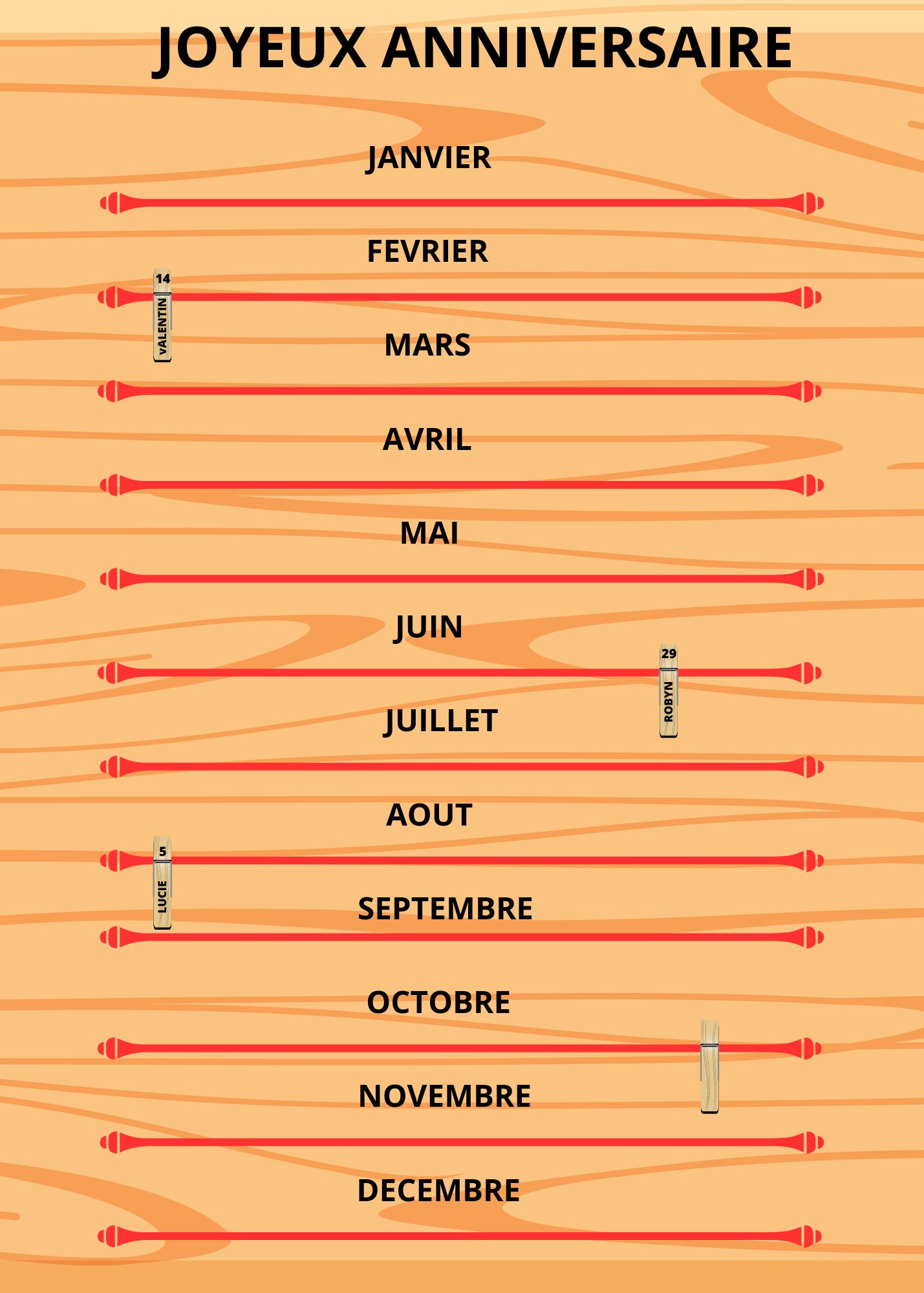 Fabriquer un calendrier d'anniversaire. - Les Menus Services